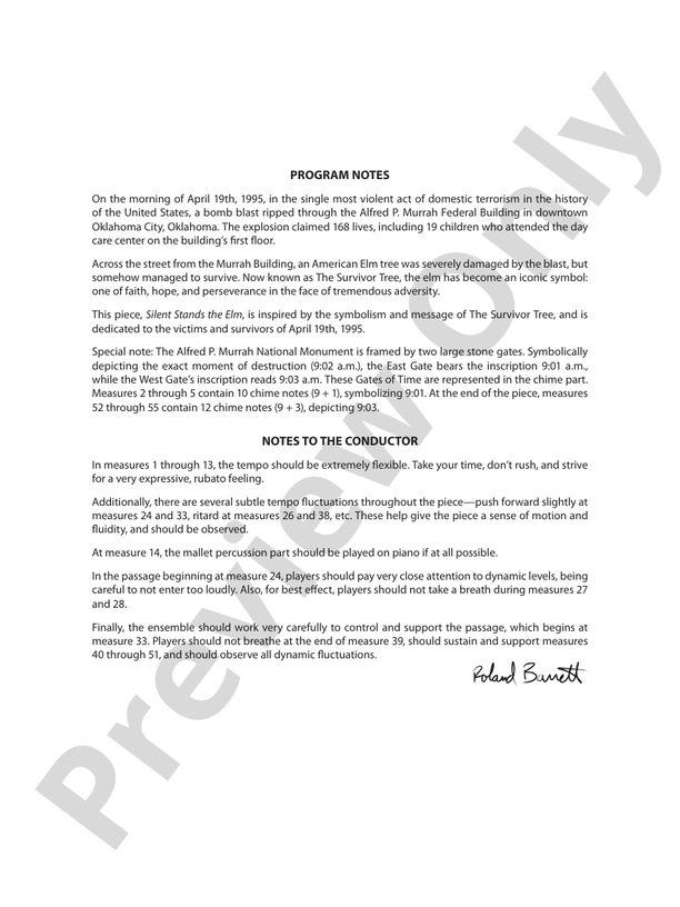 Silent Stands the Elm: Concert Band Conductor Score & Parts: Roland ...