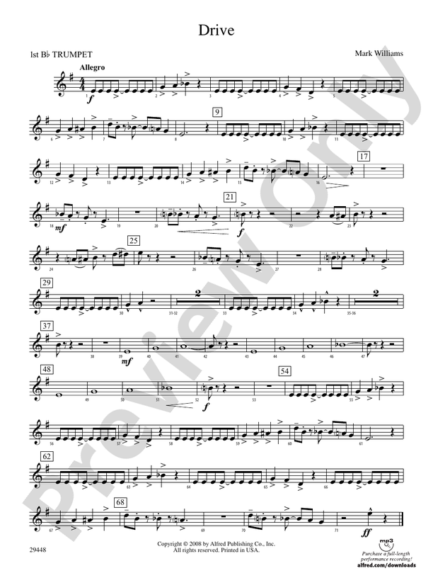 Drive: 1st B-flat Trumpet: 1st B-flat Trumpet Part - Digital Sheet Music Download