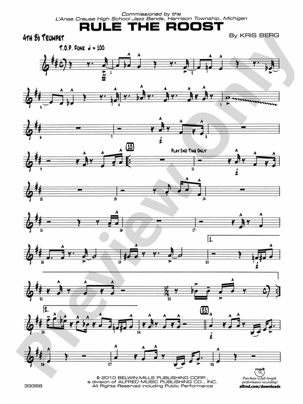Rule the Roost: 4th B-flat Trumpet: 4th B-flat Trumpet Part - Digital Sheet Music Download
