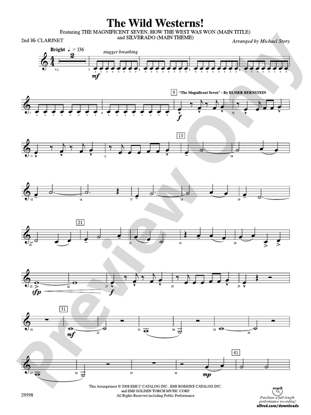 The Wild Westerns!: 2nd B-flat Clarinet: 2nd B-flat Clarinet Part ...