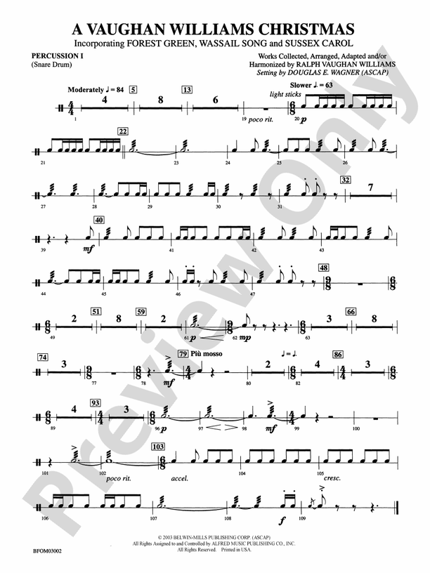 A Vaughan Williams Christmas: 1st Percussion: 1st Percussion Part ...