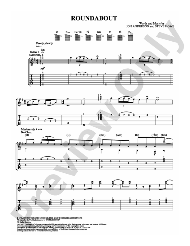 Roundabout: Guitar TAB: Yes - Digital Sheet Music Download