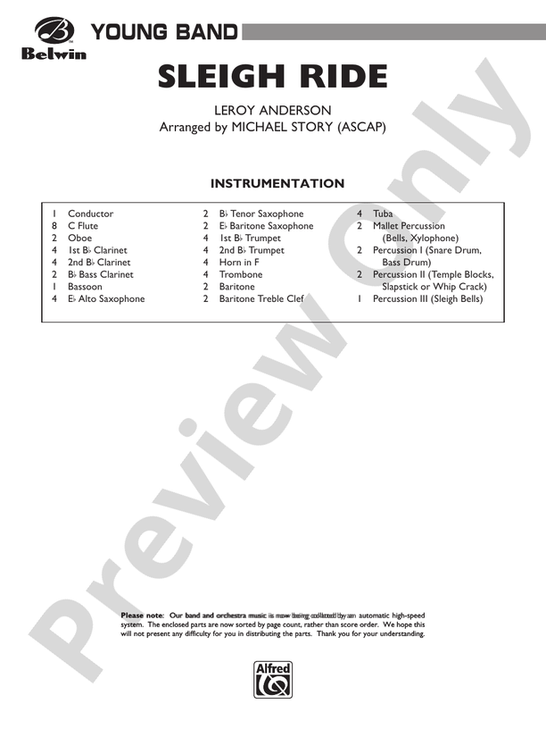 Sleigh Ride: Score: Concert Band Score - Digital Sheet Music Download