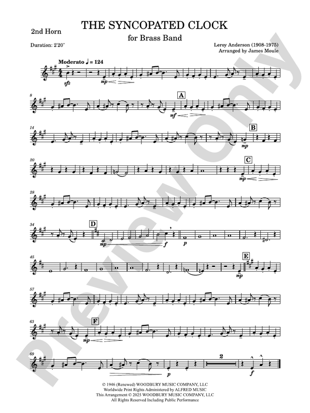 The Syncopated Clock: 2nd Horn: 2nd Horn Part - Digital Sheet Music Download