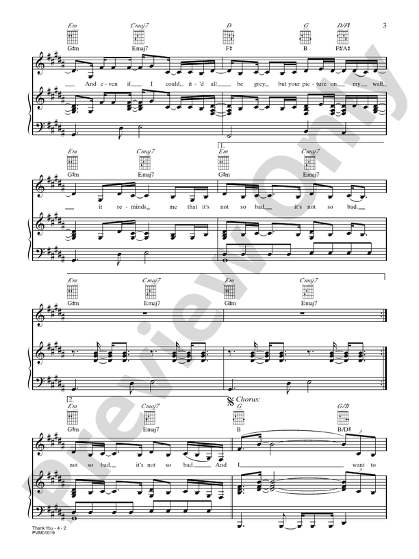Thank You: Piano/Vocal/Chords: Dido - Digital Sheet Music Download