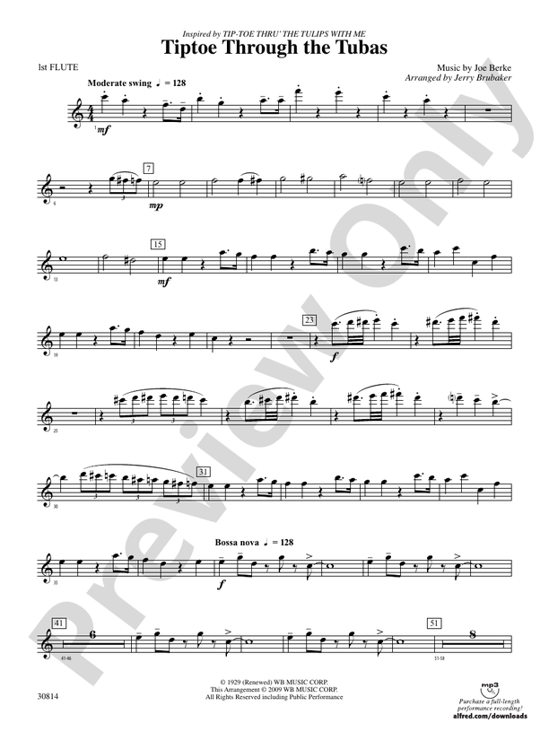 Tiptoe Through the Tubas: Flute: Flute Part - Digital Sheet Music Download