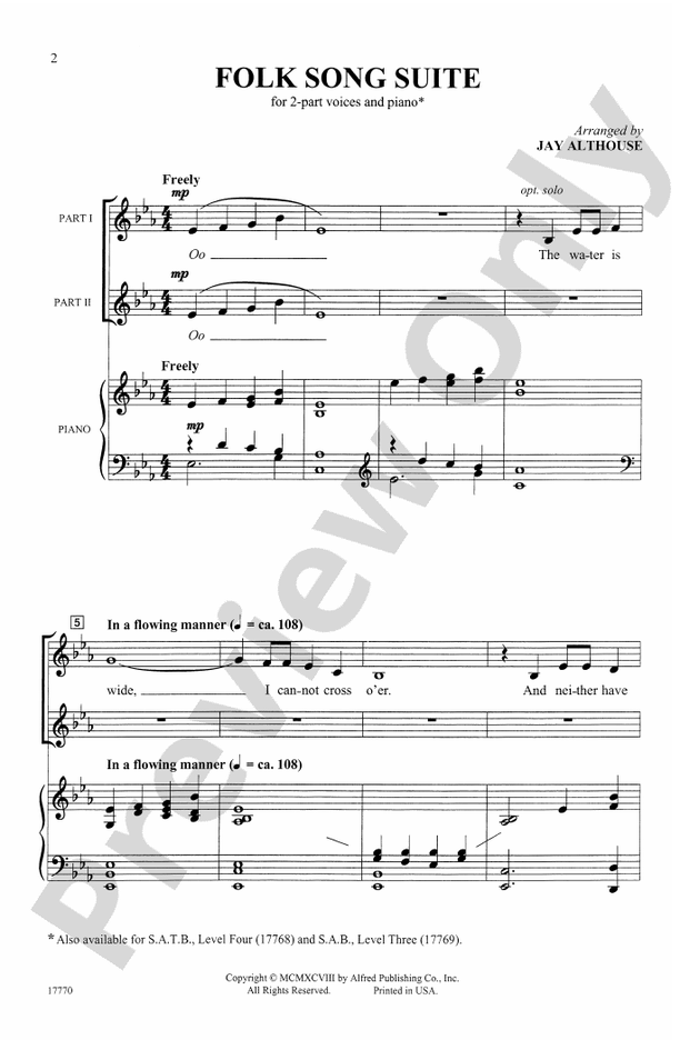 Folk Song Suite: 2-Part Choral Octavo - Digital Sheet Music Download