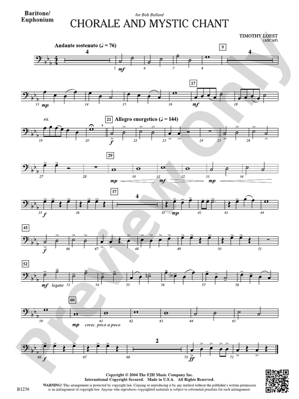 Chorale and Mystic Chant: Baritone/Euphonium: Baritone/Euphonium Part ...
