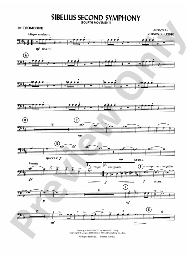 Sibelius's 2nd Symphony, 4th Movement: 1st Trombone: 1st Trombone Part - Digital Sheet Music ...