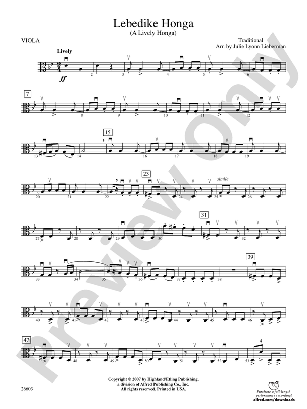 Lebedike Honga (A Lively Honga): Viola: Viola Part - Digital Sheet ...