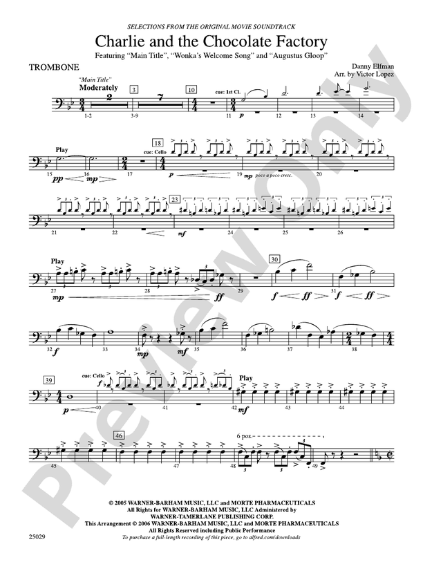 Charlie and the Chocolate Factory, Selections from: 1st Trombone: 1st ...