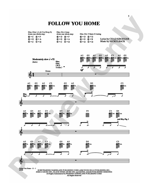 Follow You Home: Guitar TAB: Nickelback - Digital Sheet Music Download