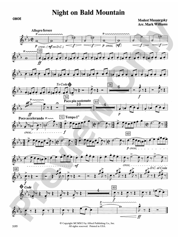 Night on Bald Mountain: Oboe: Oboe Part - Digital Sheet Music Download