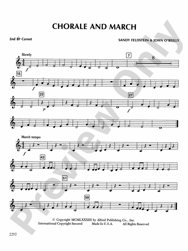Chorale and March: 2nd B-flat Cornet: 2nd B-flat Cornet Part - Digital ...