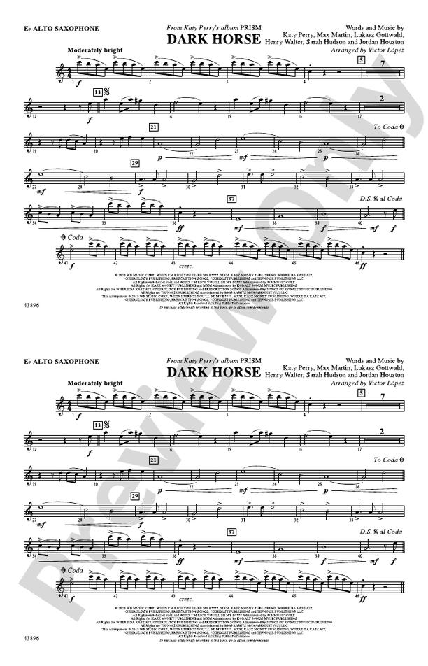 Dark Horse: E-flat Alto Saxophone: E-flat Alto Saxophone Part - Digital ...