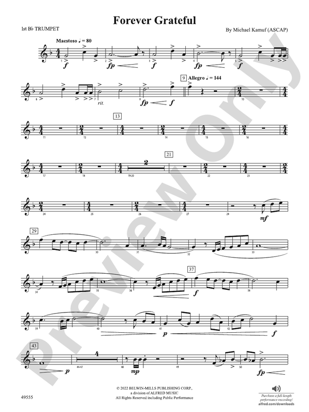 Forever Grateful: 1st B-flat Trumpet: 1st B-flat Trumpet Part - Digital ...