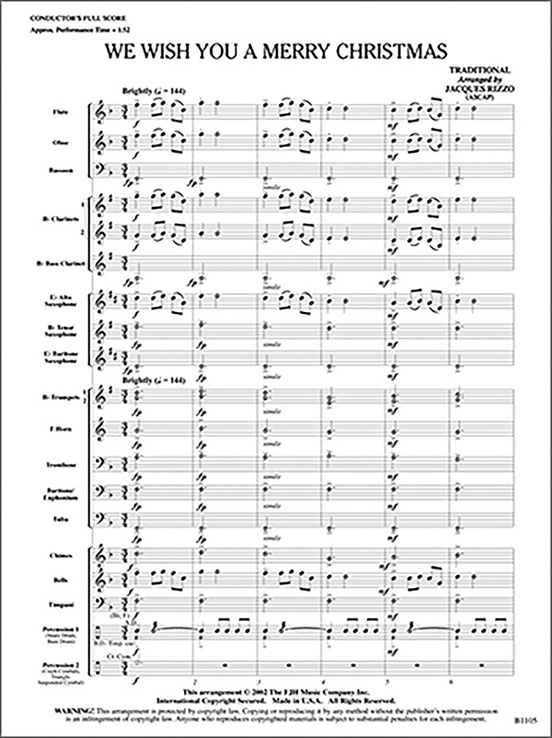 We Wish You a Merry Christmas: Concert Band Conductor Score & Parts ...