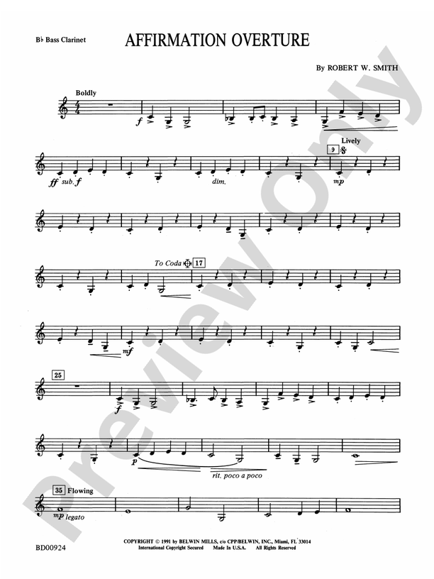 Affirmation Overture: B-flat Bass Clarinet: B-flat Bass Clarinet Part - Digital Sheet Music Download