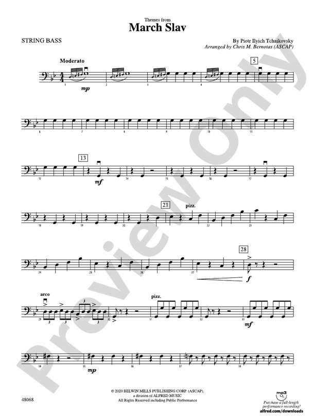 March Slav: String Bass: String Bass Part - Digital Sheet Music Download