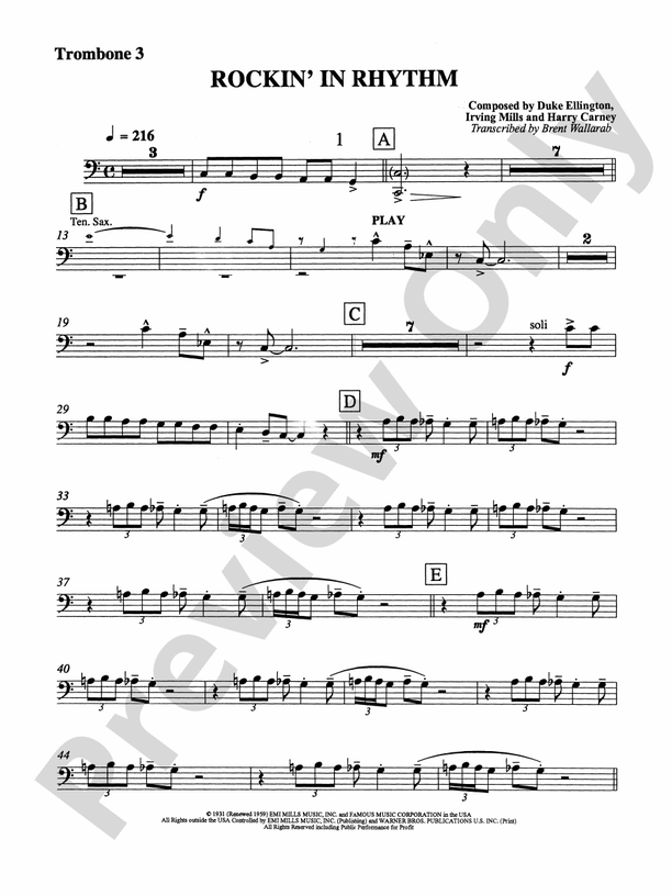 Rockin' in Rhythm: 3rd Trombone: 3rd Trombone Part - Digital Sheet Music Download