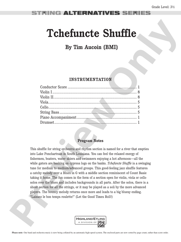 Tchefuncte Shuffle: Score: String Orchestra Score - Digital Sheet Music ...