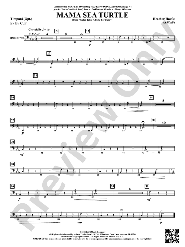 Mama Sea Turtle - From Water Tales: A Suite for Band: Optional Timpani ...