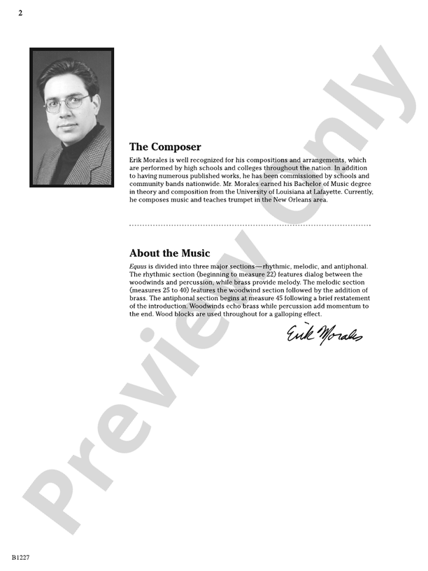 Equus: Score: Concert Band Score: Erik Morales - Digital Sheet Music ...