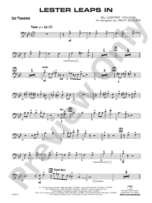 Lester Leaps In: 3rd Trombone: 3rd Trombone Part - Digital Sheet Music Download