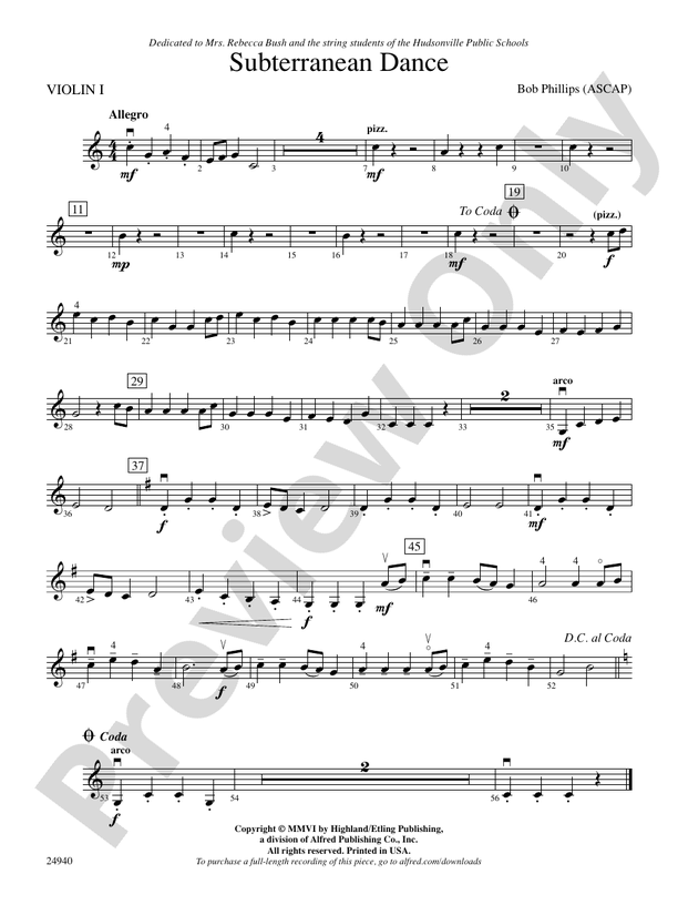 Subterranean Dance: 1st Violin: 1st Violin Part - Digital Sheet Music Download