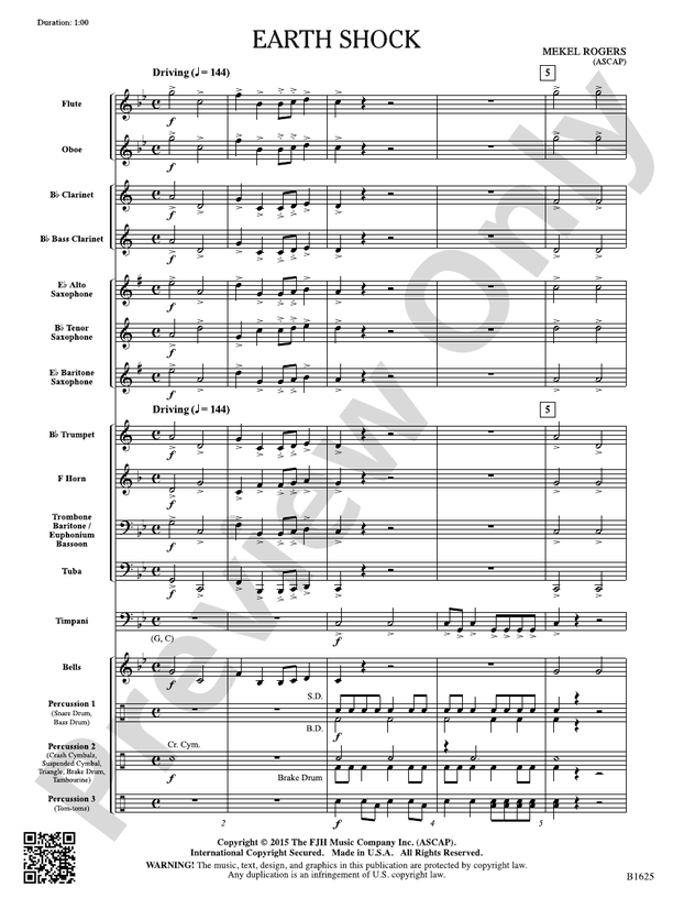 Earth Shock: Score: Concert Band Score: Mekel Rogers - Digital Sheet ...