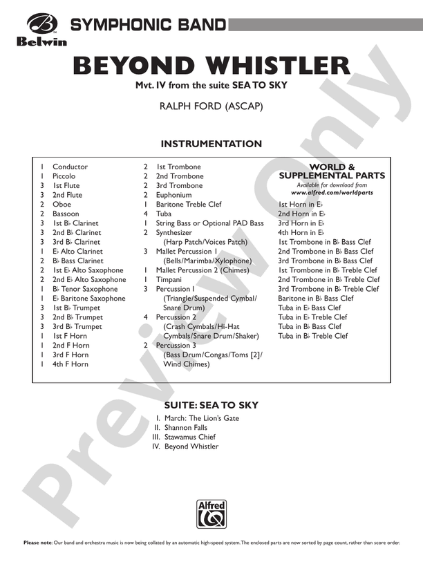 Beyond Whistler: Concert Band Conductor Score & Parts: Ralph Ford ...