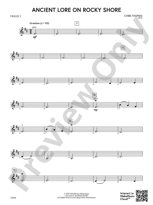 Ancient Lore on Rocky Shore: 3rd Violin (Viola [TC]): 3rd Violin (Viola [TC]) Part - Digital ...