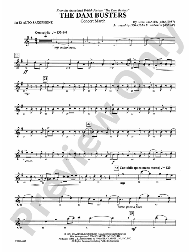 The Dam Busters Concert March: E-flat Alto Saxophone: E-flat Alto ...