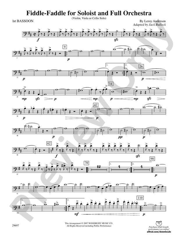 Fiddle-Faddle for Soloist and Full Orchestra: Bassoon: Bassoon Part - Digital Sheet Music Download