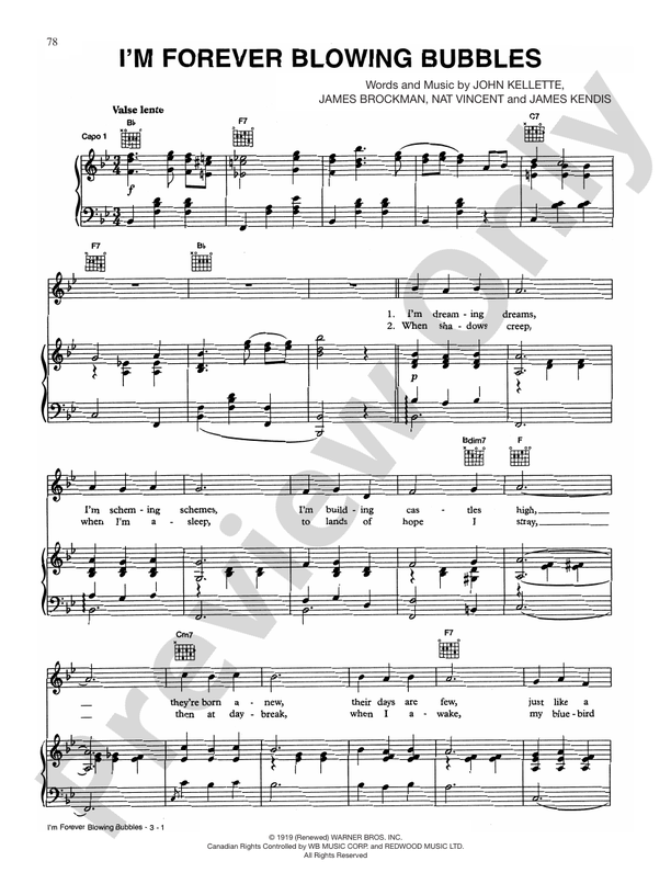 I'm Forever Blowing Bubbles (from "Merrie Melodies & Looney Tunes"): Piano/Vocal/Guitar: John ...