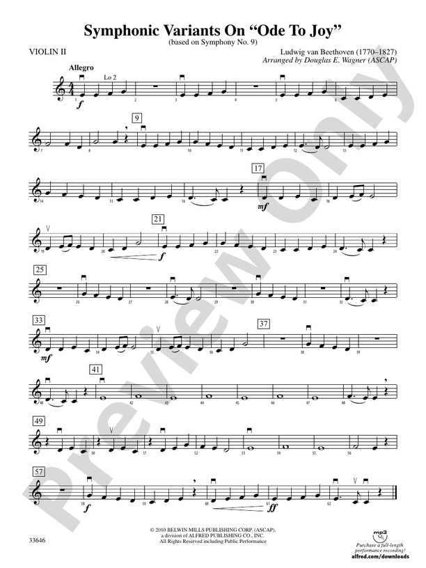 Symphonic Variants on Ode to Joy: 2nd Violin: 2nd Violin Part - Digital ...