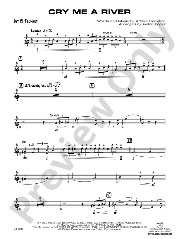 Cry Me a River: 1st B-flat Trumpet: 1st B-flat Trumpet Part - Digital ...