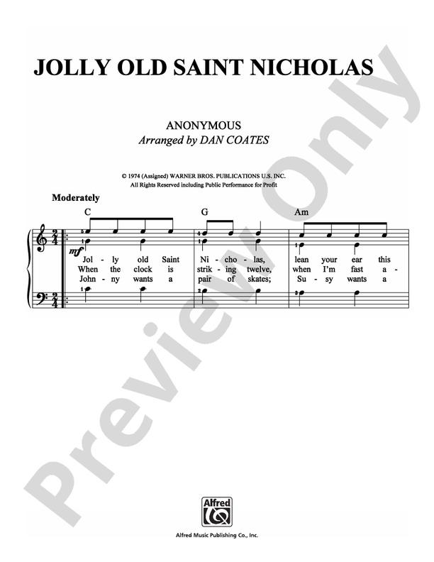 Jolly Old Saint Nicholas: Easy Piano: Anonymous - Digital Sheet Music ...