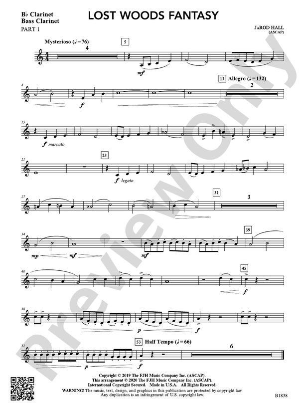 Lost Woods Fantasy: Part 1 - B-flat Clarinet / Bass Clarinet: Part 1 ...
