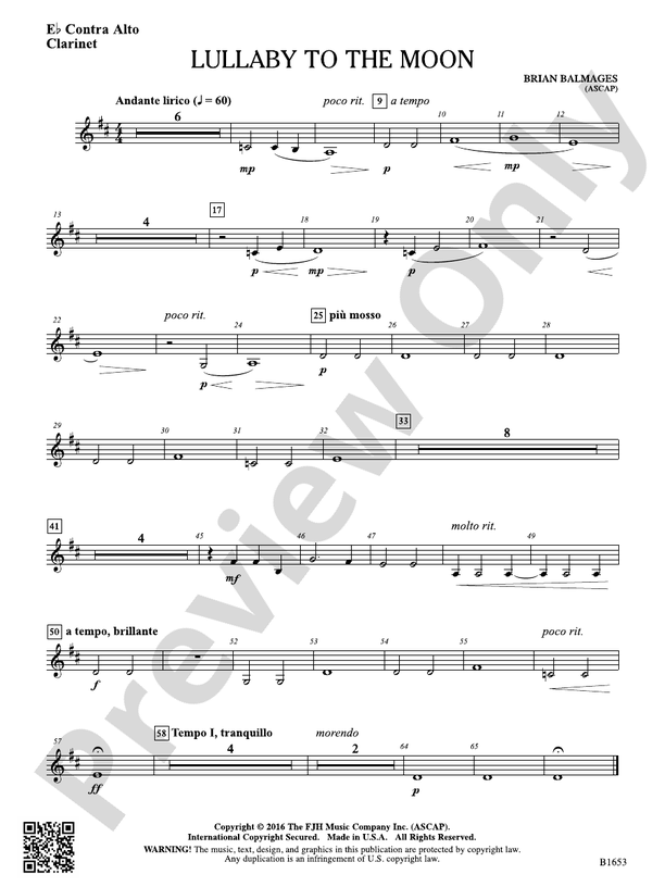 Lullaby to the Moon: E-flat Contra Alto Clarinet: E-flat Contra Alto ...