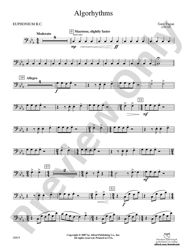 Algorhythms: Baritone B.C.: Baritone B.C. Part - Digital Sheet Music Download