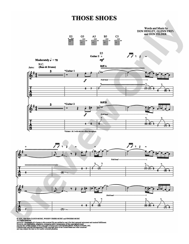 Those Shoes: Guitar TAB: Eagles - Digital Sheet Music Download