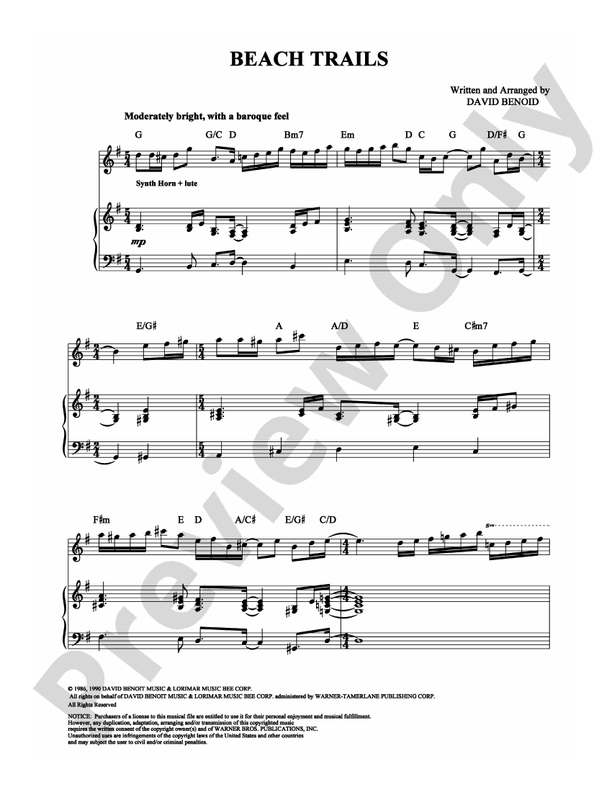 Beach Trails: Piano/Vocal/Chords: David Benoit - Digital Sheet Music ...