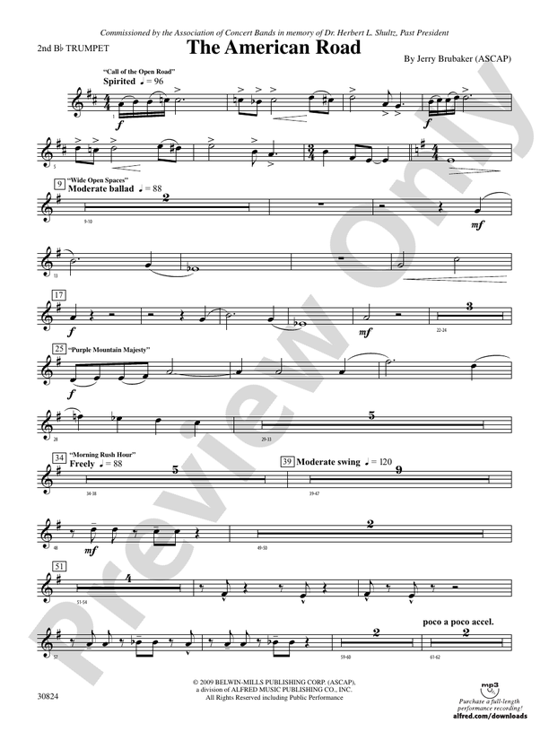 The American Road: 2nd B-flat Trumpet: 2nd B-flat Trumpet Part - Digital Sheet Music Download