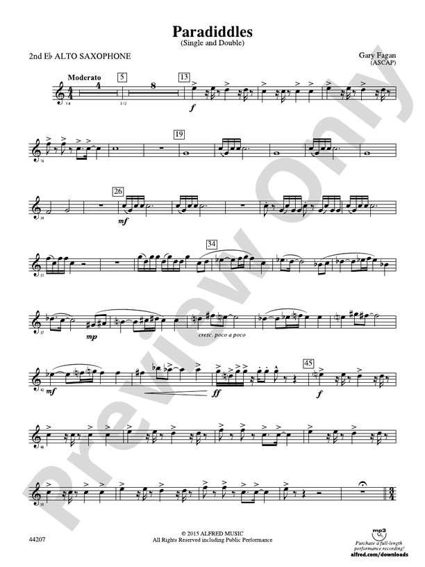 Paradiddles: 2nd E-flat Alto Saxophone: 2nd E-flat Alto Saxophone Part - Digital Sheet Music ...