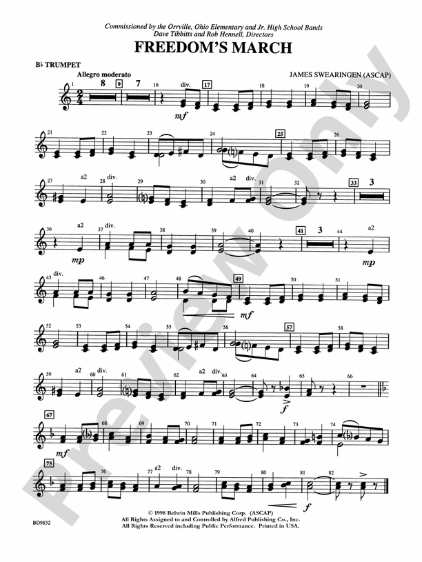 Freedom's March: 1st B-flat Trumpet: 1st B-flat Trumpet Part - Digital ...