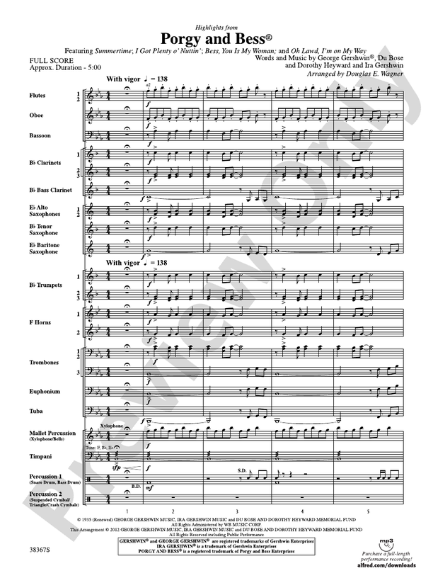 Porgy and Bess®, Highlights from: Score: Concert Band Score - Digital ...