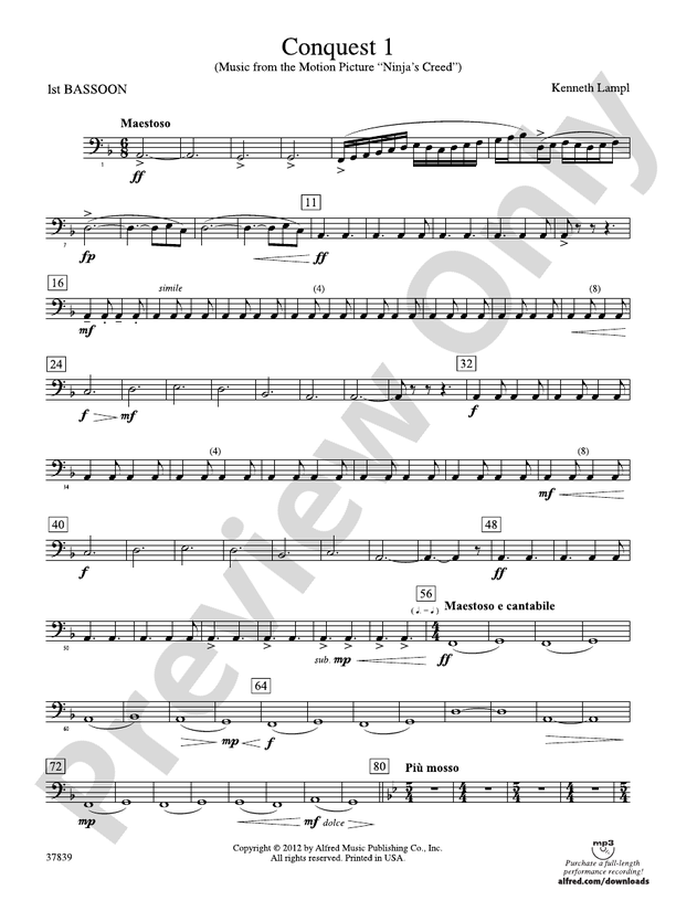 Conquest 1 (from the motion picture Ninja's Creed): Bassoon: Bassoon ...