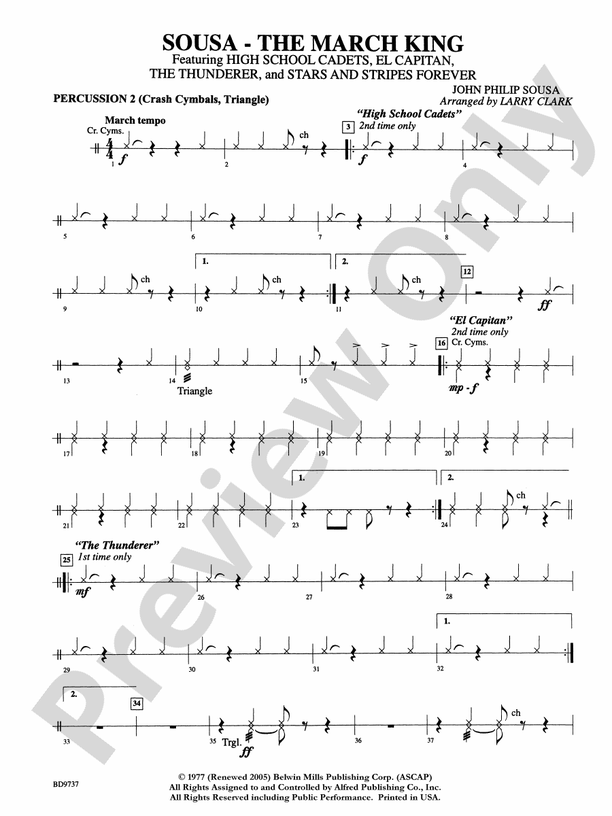 Sousa - The March King: 2nd Percussion: 2nd Percussion Part - Digital ...