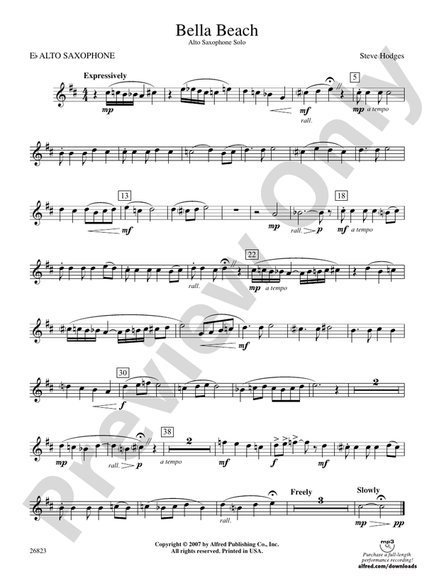 Bella Beach: 2nd E-flat Alto Saxophone: 2nd E-flat Alto Saxophone Part - Digital Sheet Music ...